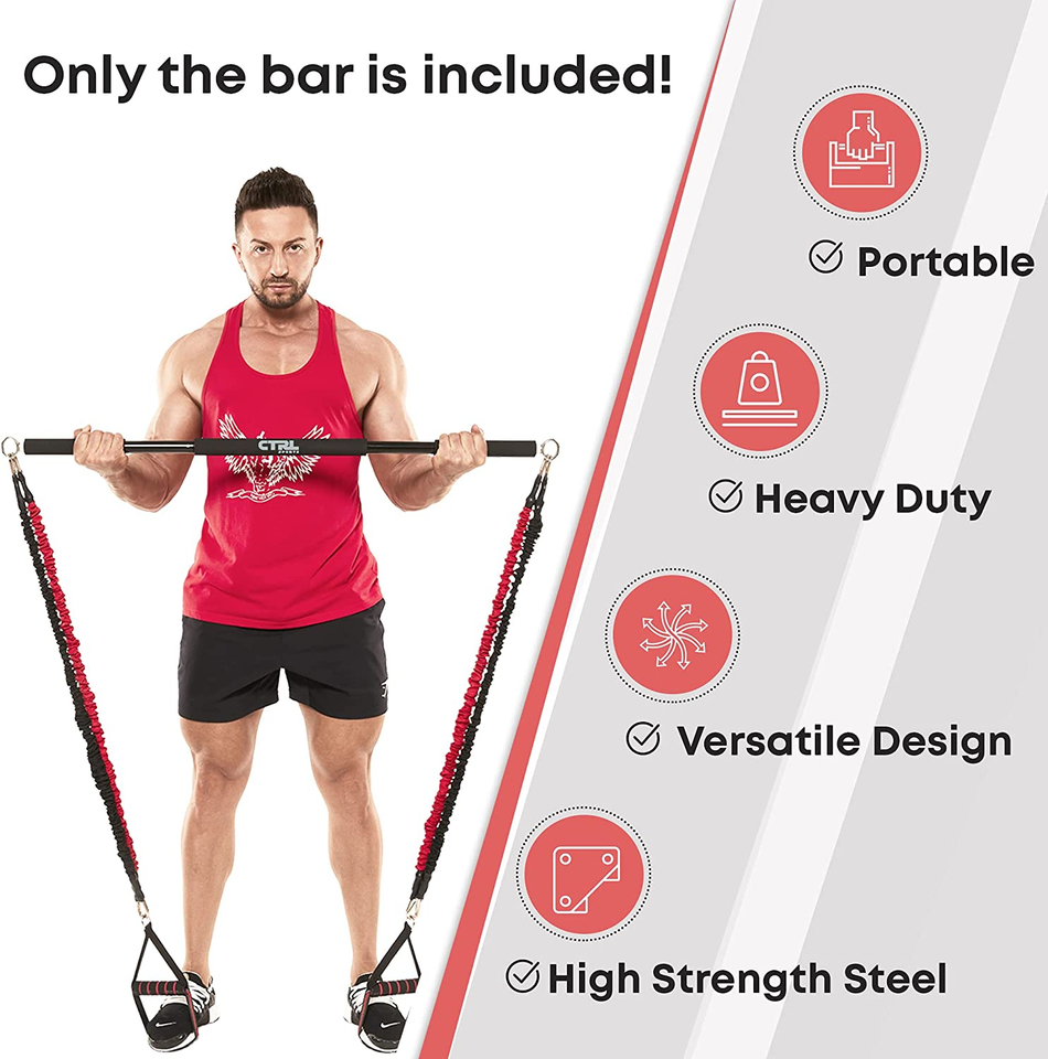 Resistance Band Bar for Fitness – Workout Bar for Exercise, Squat ...