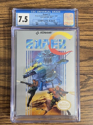 Super C Contra Nintendo NES GCG Graded 7.5 CIB COMPLETE RARE WATA VGA ...