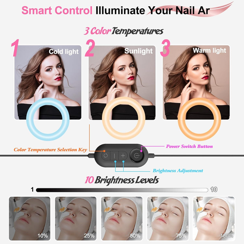 Nail Half Moon Light: Big LED Arch Tech Table Lamp with Phone Black | eBay