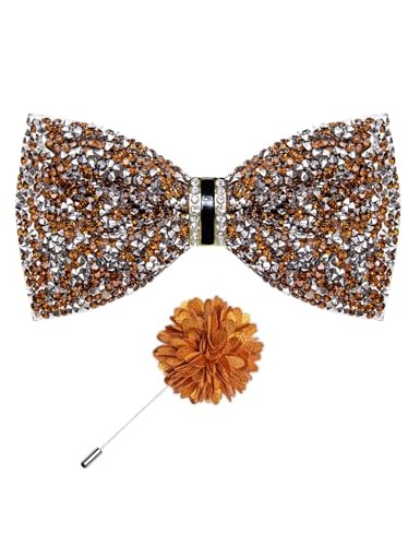 Rhinestone Bow Ties for Men Adjustable Sequin Diamond Pre Orange and Silver | eBay