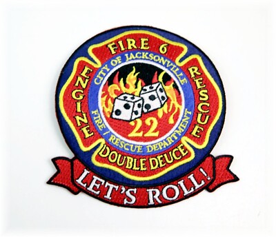 Fire & Rescue Florida USA Double Deuce Embroidered Fabric Large Iron On ...