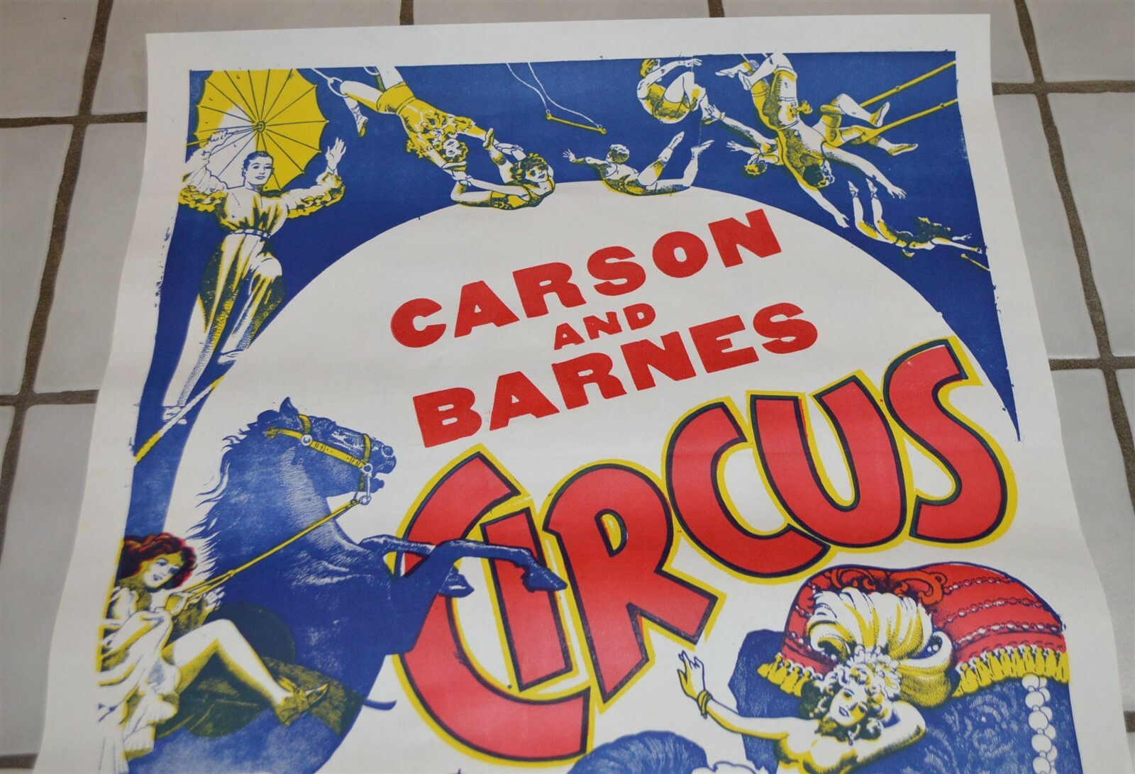 Vintage Carson & Barnes Circus Poster Flying Trapeze Animals Clown | eBay
