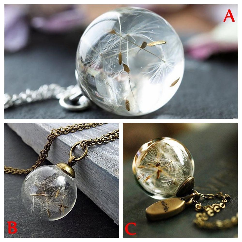 New Dandelion Clear Crystal Ball Pendant Handmade Dandelion Wishing ...