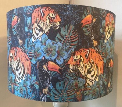Tiger lamp shade,lampshade decoupage Free Gift, Jungle leaves, night ...