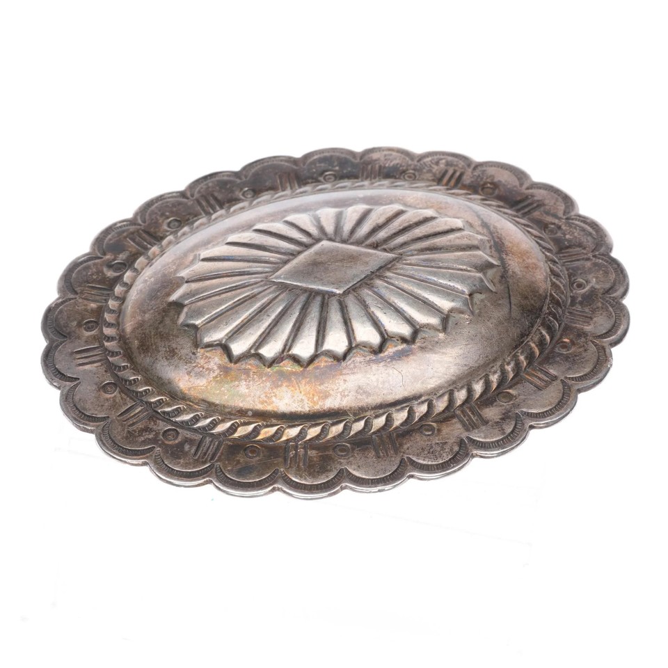 c1950's Navajo sterling silver hand stamped concho belt buckle | eBay