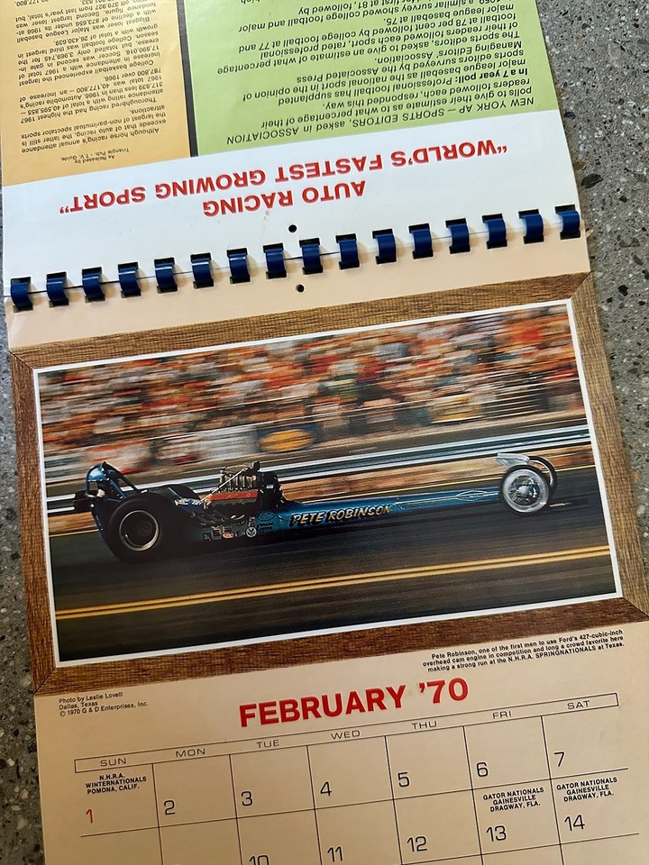 Vintage 1970 1972 Drag Race Racing Calendar LOT rare NHRA top fuel ...