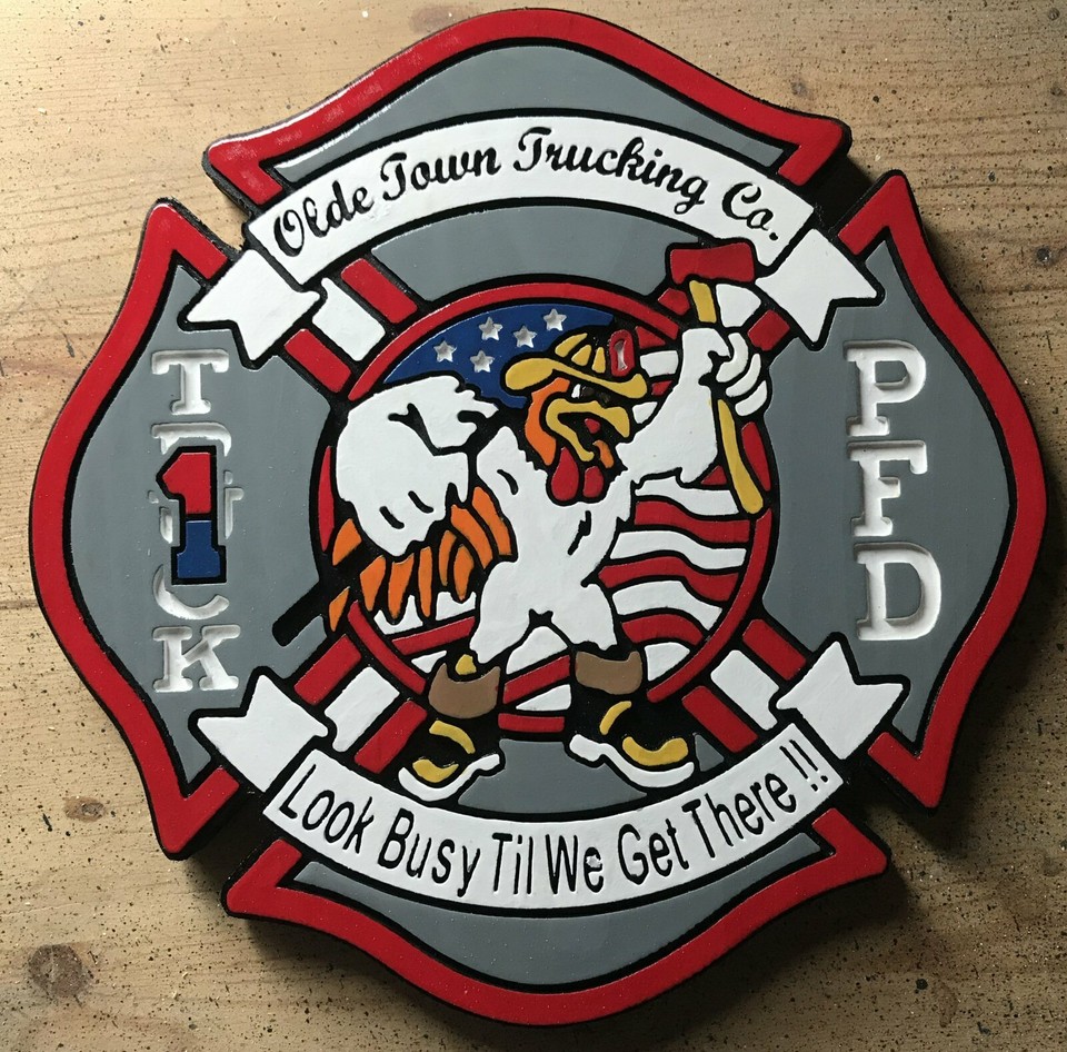 Fire Department Old Town PFD 3D routed wood plaque patch sign Custom | eBay