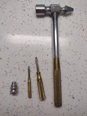 Vintage GAM Mfg. Co. brass handle claw hammer with nesting screwdrivers ...