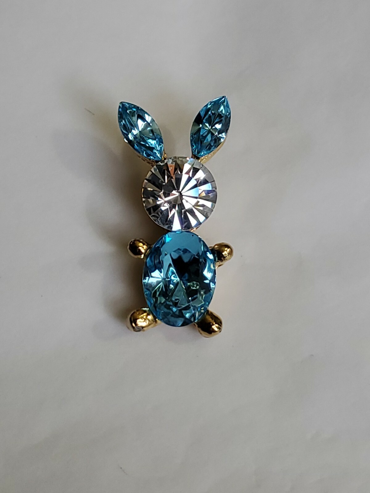 Bunny Rabbit Lapel Hat Jacket Pin Sparkling Faux Jewels Blue & White | eBay
