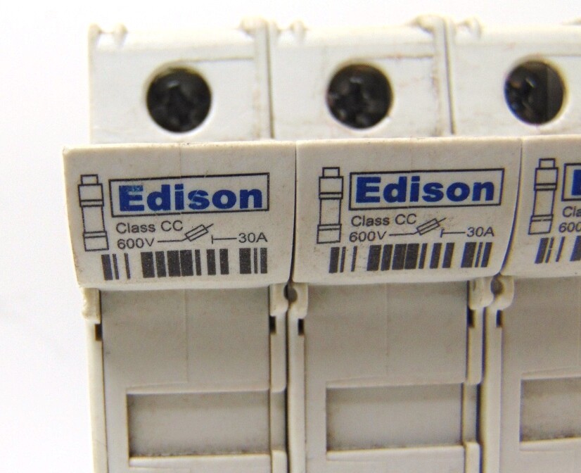 EDISON FUSE HOLDER, EMH3DUU, 600V, 30 AMP, 50/60 HZ, CLASS CC, SERIES ...