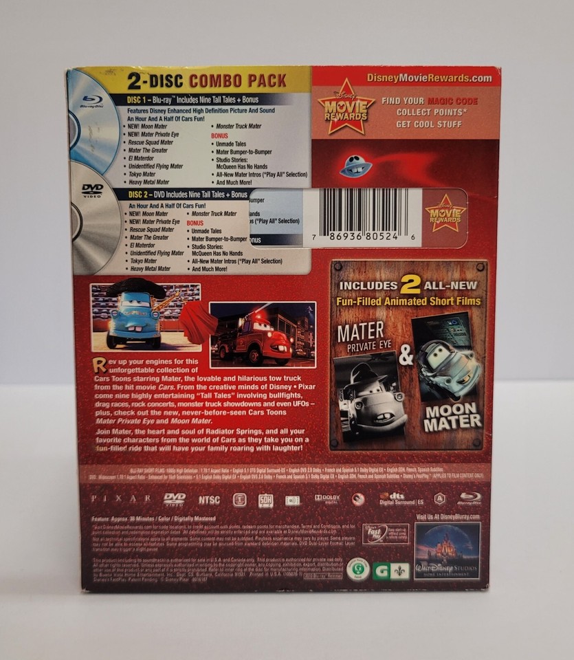Cars Toon Mater's Tall Tales (Blu-ray/DVD) 2010 Disney Pixar with ...
