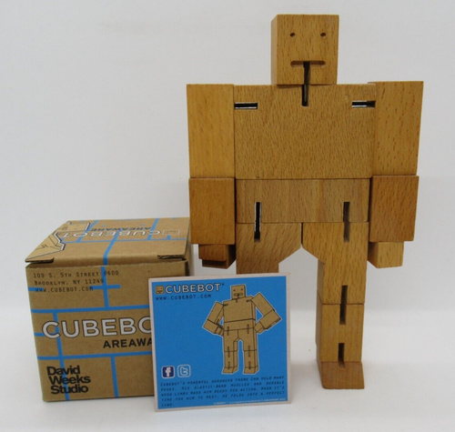 Cubebot Small - Areaware Wooden Cube Puzzle Robot - Natural | eBay ...