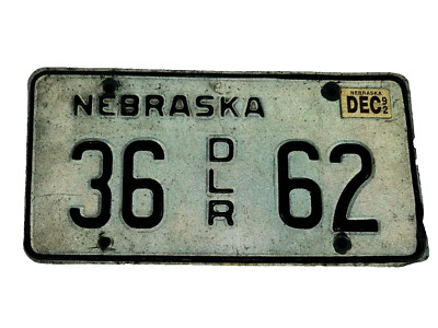Nebraska - Dealer License Plate - 1992 | eBay
