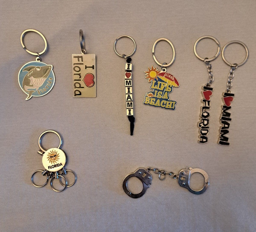 Florida Miami Ring Keychains Lot of 8 Vac Love Beach Fish Sunny Car ...