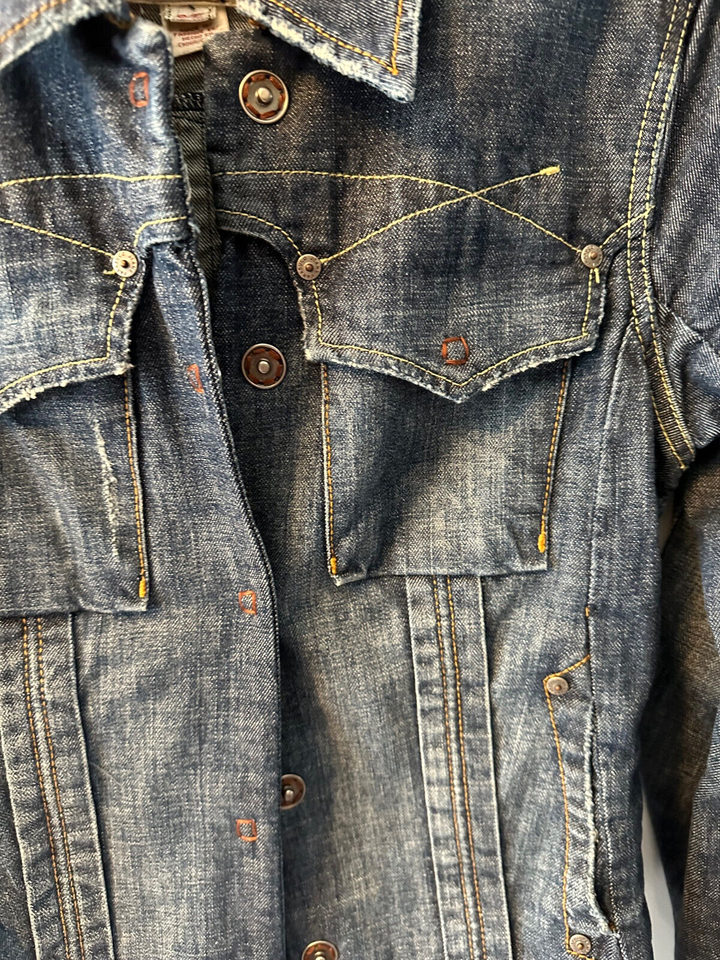 womens Parasuco Jeans Denim Jacket Distressed Riveted | eBay