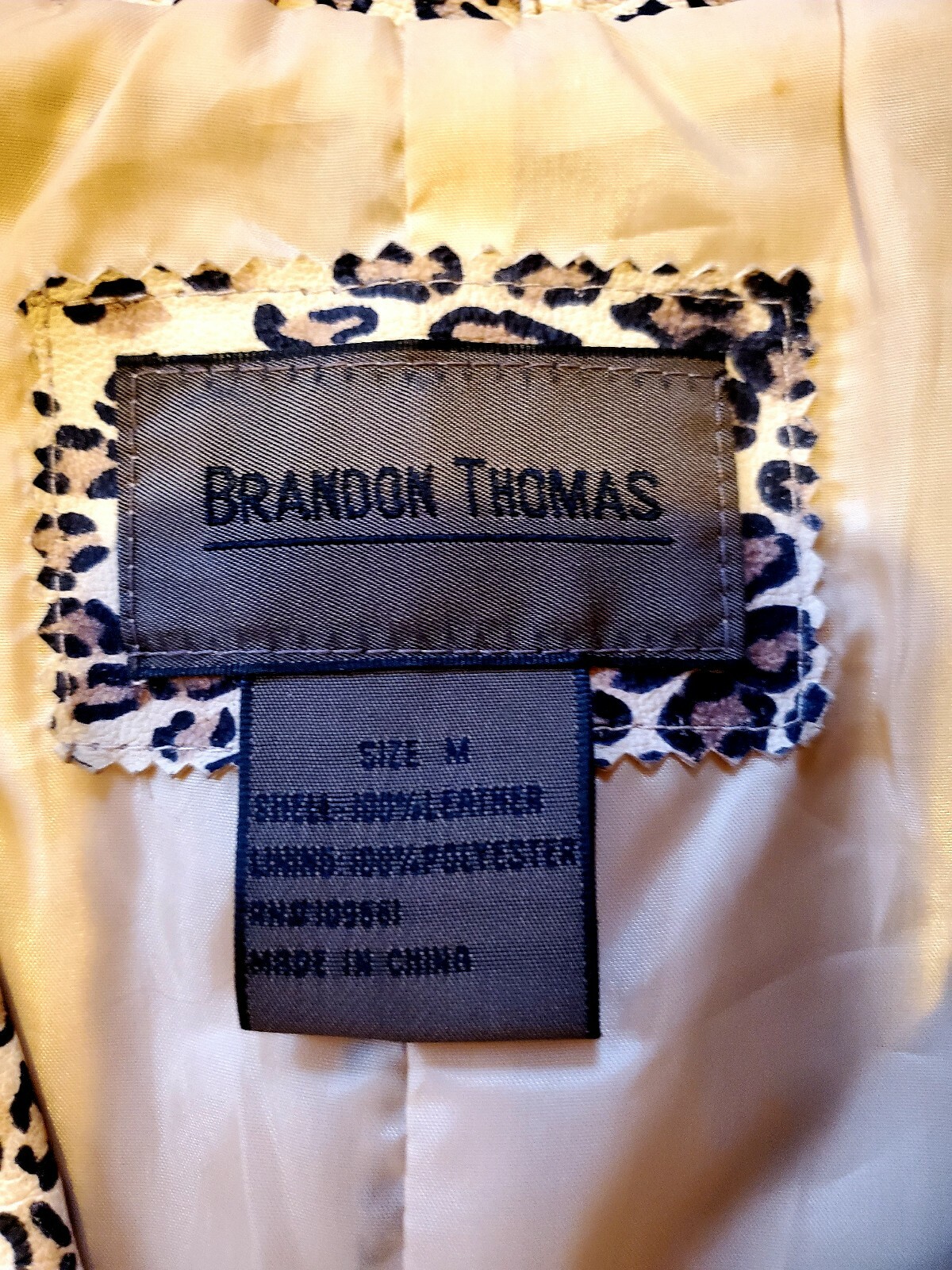 Brandon Thomas Beige Leopard Leather Jacket Size M | eBay