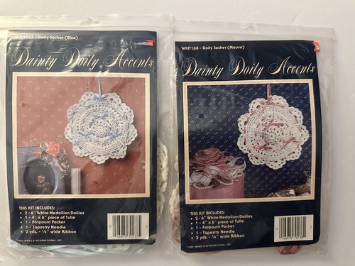Vintage Lot Of 2 Decorative Dainty Doily Accents Craft Kit Finished ...
