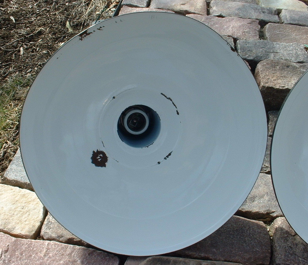 (2) VTG Appleton 18" Flush Mount Industrial Green Barn Porcelain Light ...