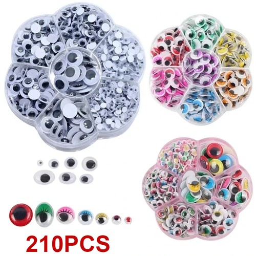 210x Google Googly Eyes Joggle Moveable Black Eye Wiggly Craft Stick On ...