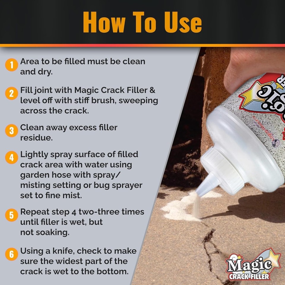 Magic Crack Filler 2LB Concrete Grey, for Filling in Concrete Cracks on ...