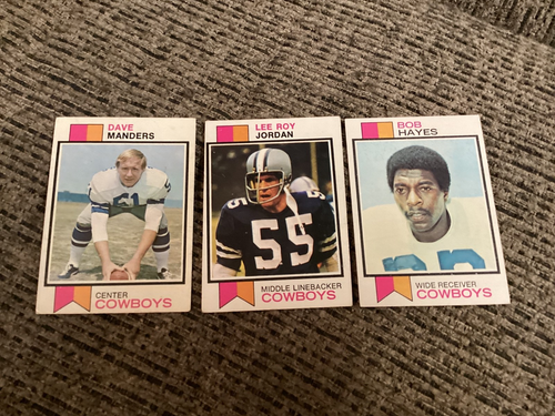 (3) 1973 Topps DALLAS COWBOYS - BOB HAYES, LEE ROY JORDAN, DAVE MANDERS ...