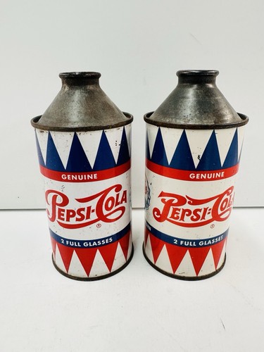 Lot Of 2: Vintage 1950’s Pepsi-Cola Single Dot & Double Dot Cone Top ...