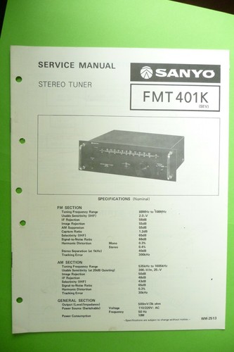 Servizio Manuale di Istruzioni per SANYO Fmt 401 K, Originale | eBay