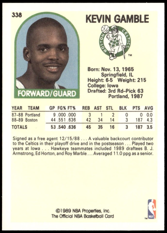 1989-90 Hoops #338 Kevin Gamble | eBay