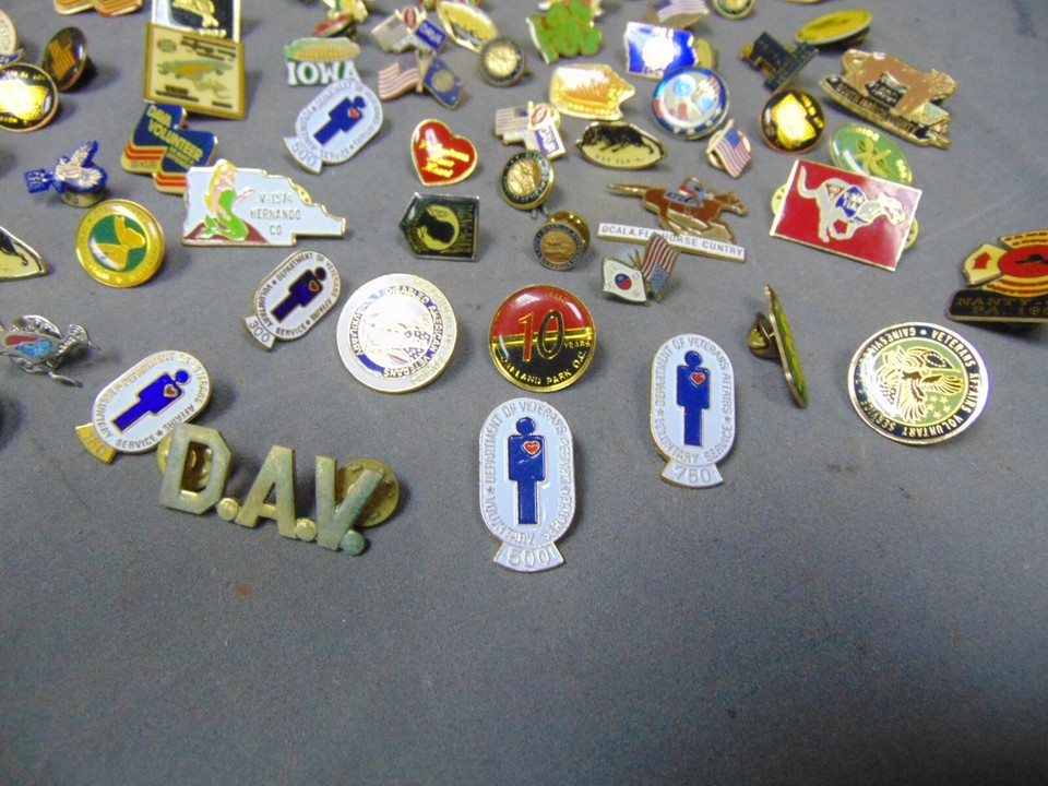 Huge Lot Of DAV Disabled American Vets Pins Volunteer Service Pins Many ...