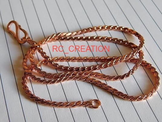 100% Pure Copper Chain necklace, Wheat chain For Unisex Solid Copper ...
