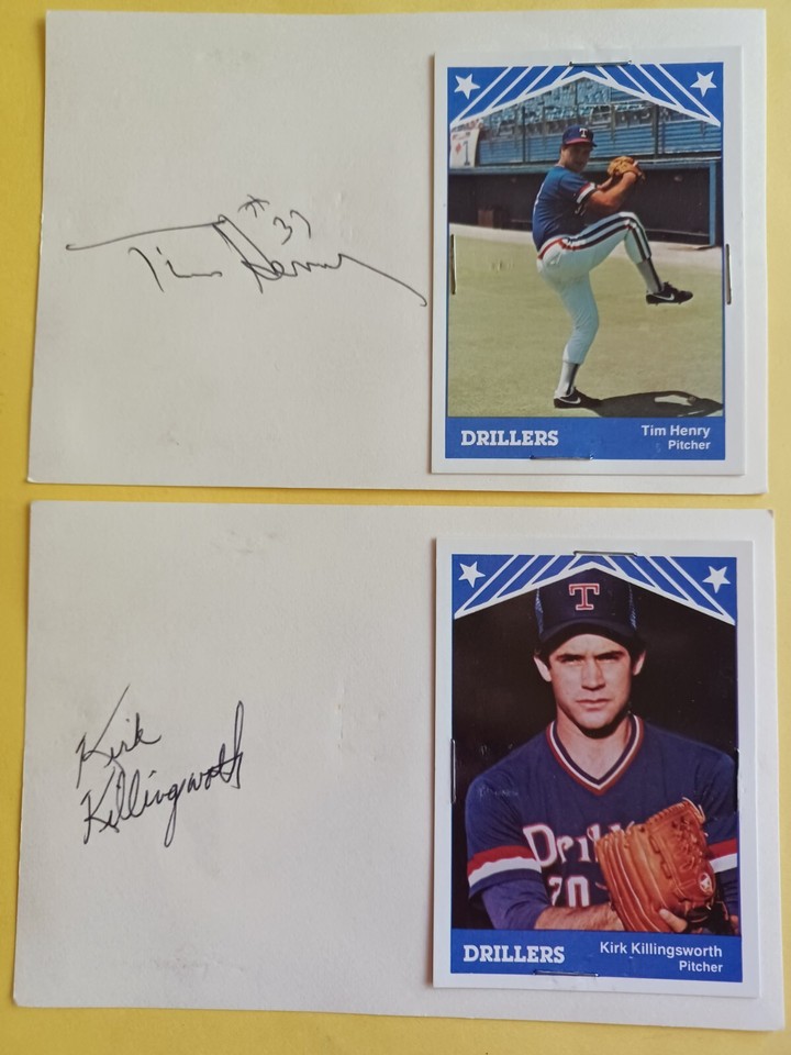 1983 Tulsa Drillers Lot of (9) Signed 4x6 Index Cards w/BB Cards ...