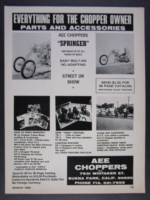 1969 AEE Choppers Springer vintage print Ad | eBay