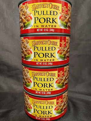 Harvest Creek Pulled Pork in Water 4-12oz Cans Canned Pig BBQ Lunch ...
