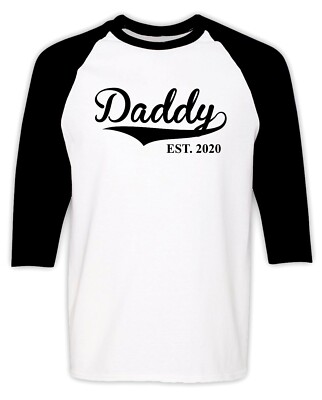 Daddy EST. 2020 Raglan Baseball T-shirt New Dad Papa Fathers Day ...