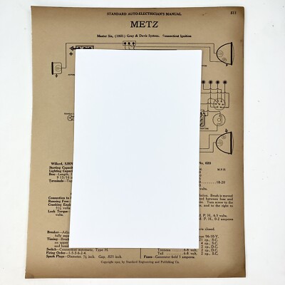 Vtg 1921 Master Six Metz & 1921-23 Westcott Standard Auto Electricians ...