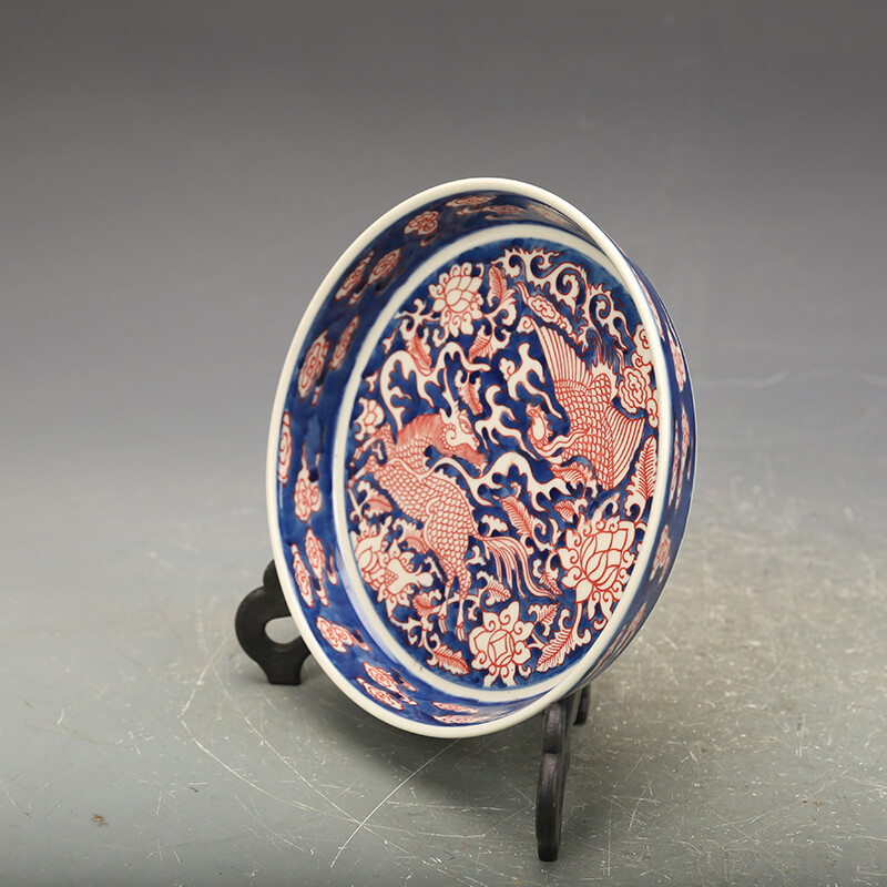 6.7" China Blue and White Porcelain Flower Kylin Phoenix Writing-brush ...