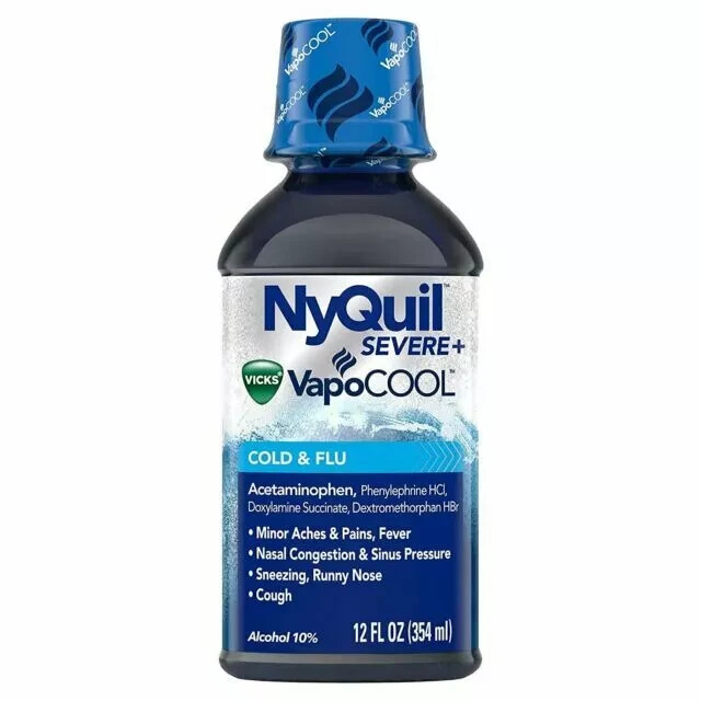 Vicks NyQuil SEVERE VapoCOOL Nighttime Cough, Cold and Flu Relief ...
