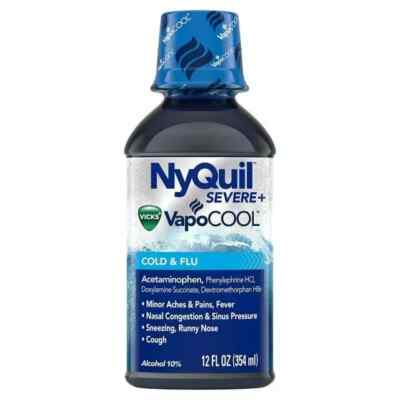 Vicks NyQuil SEVERE VapoCOOL Nighttime Cough, Cold and Flu Relief ...