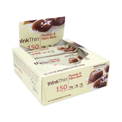 thinkThin High Protein Bars, Salted Caramel, 1.41 oz Bar, 10 Bars ...