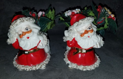 Vintage Set of 2 Lefton Spaghetti Santa Planters | eBay