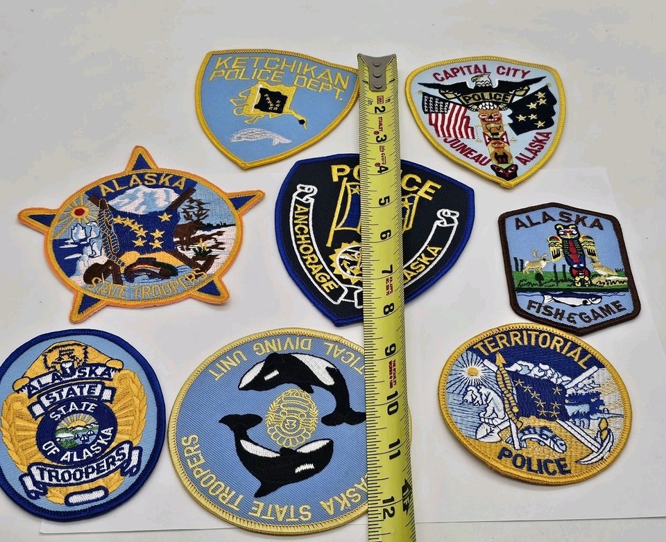 Lot of 8 Alaska Police Trooper, Fish & Game Patches Territorial ...