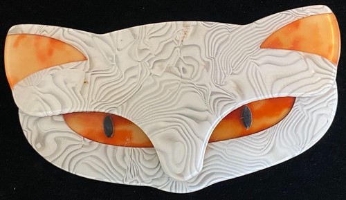 Vintage Lea Stein Romeo Cat Face Brooch Paris Cellulose Acetate Large 4 ...