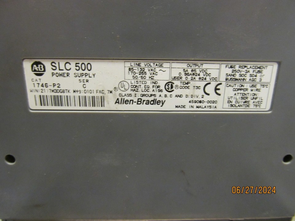 Allen Bradley 1746-P2 Series C SLC 500 Rack Power Supply (SEE ...