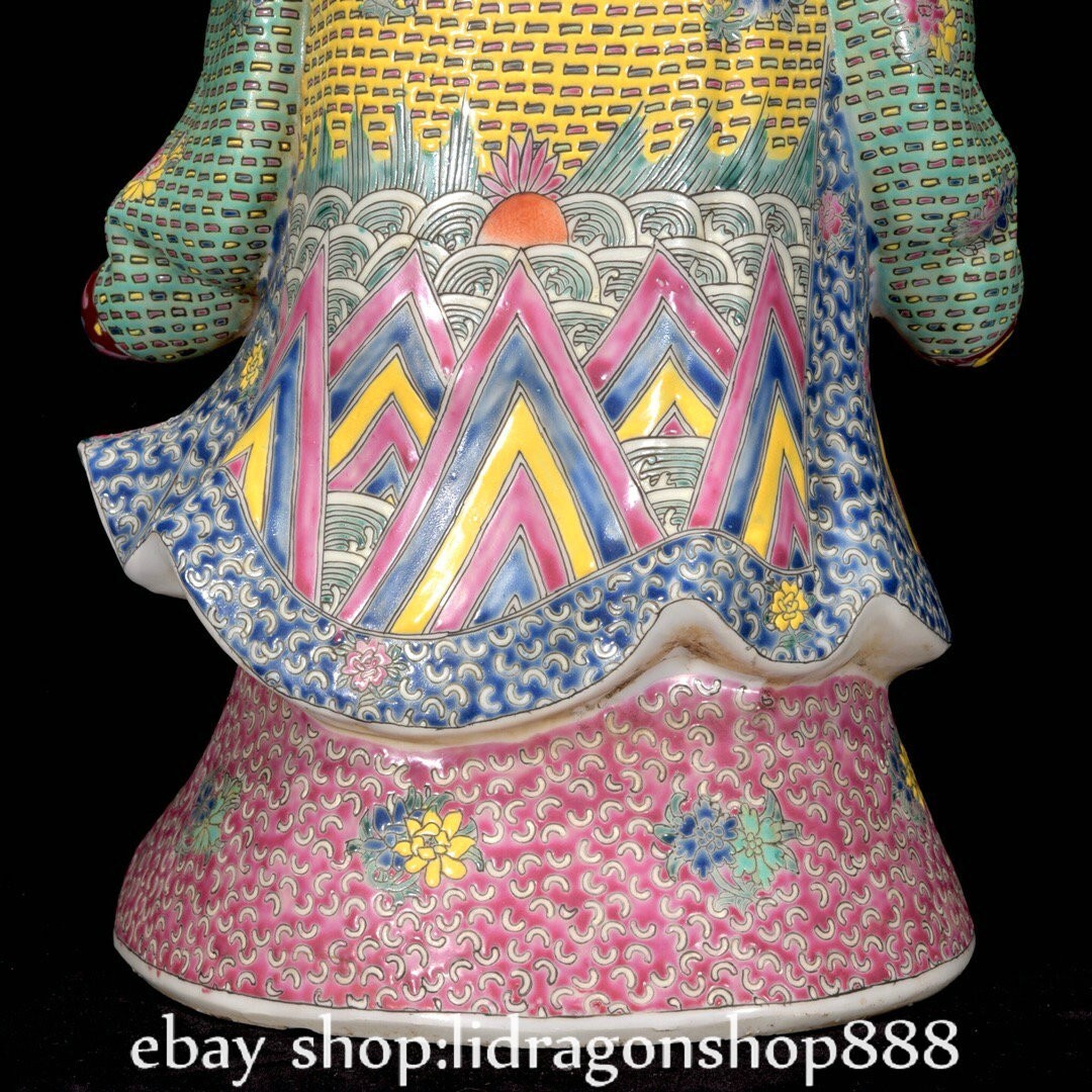 22.8" Old Chinese Fencai Porcelain Dynasty Star God of Rank and ...