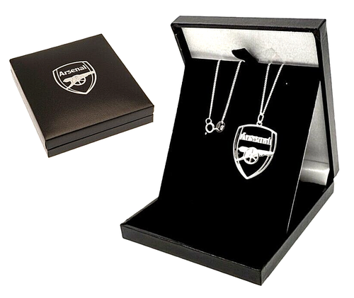 ARSENAL FC STERLING SILVER CREST PENDANT & CHAIN NECKLACE AFC GIFT BOX ...