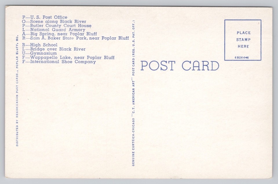 Greetings from Poplar Bluff Missouri Linen Postcard Large Letter Curt ...