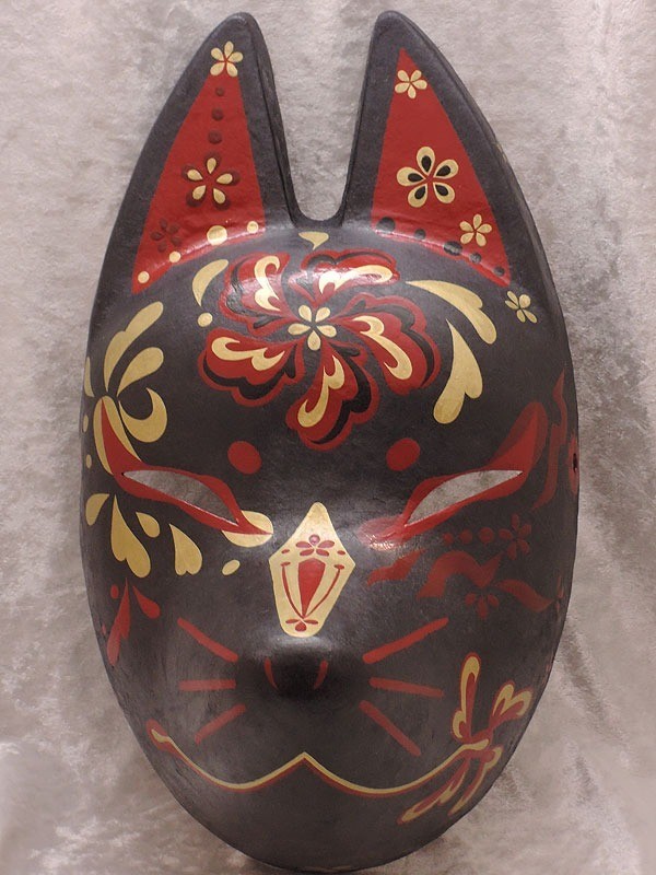 Fox Face Mask Shuka Black Kitsune Komendo Hand Painted Handmade from ...
