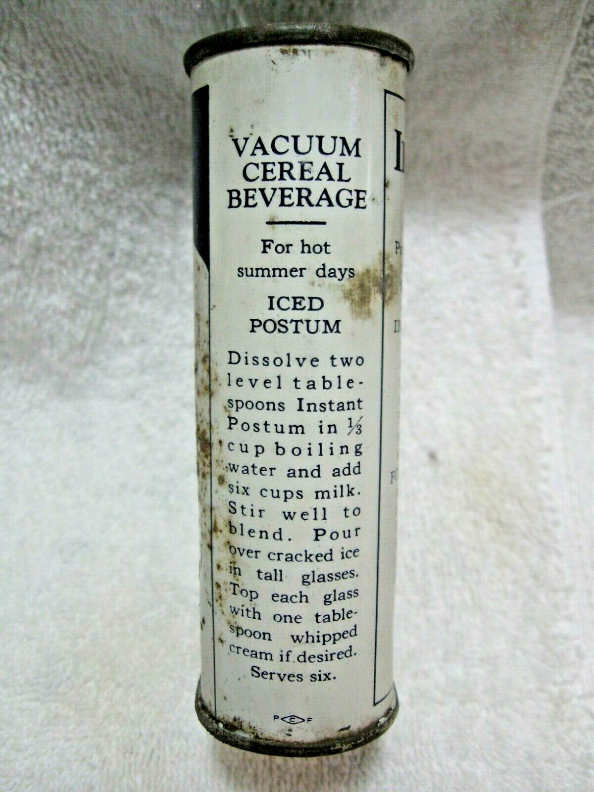 Vintage INSTANT POSTUM A BEVERAGE Tin Can By Postum Company-Battle ...