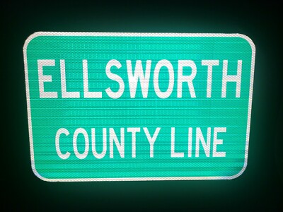 Ellesworth County Line, KANSAS CITY route road sign - KDOT, - Kansas ...