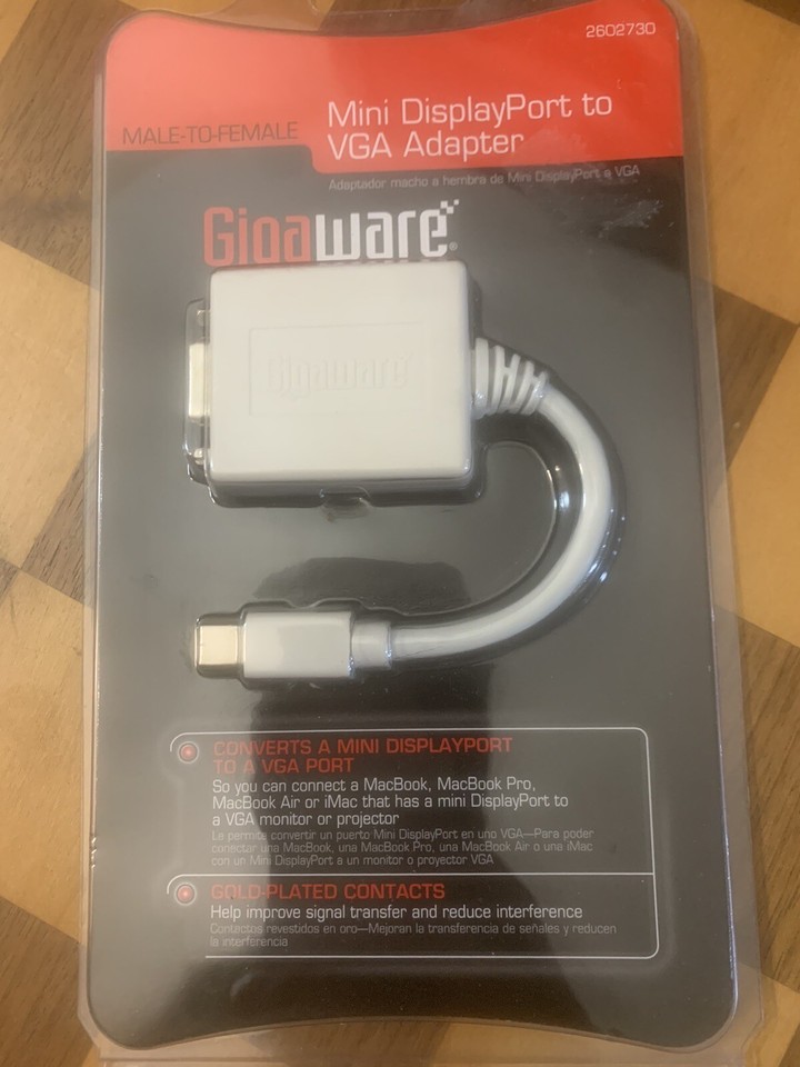 GigaWare Mini Display Port (macbook) to VGA Adapter, Male-To-Female ...